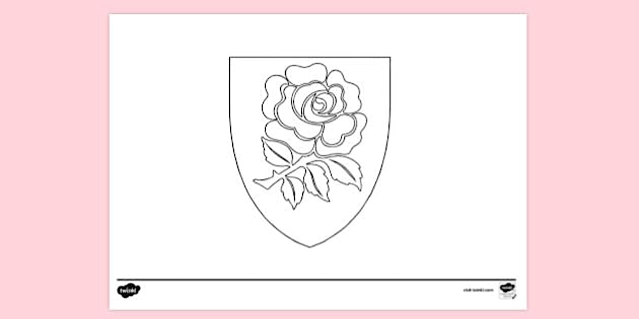 England Rugby Crest Colouring Page Colouring Sheet - Twinkl