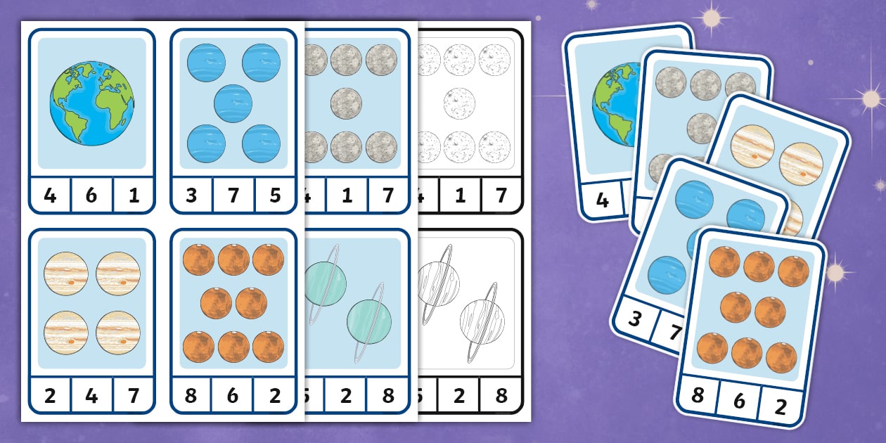 Planets Peg Counting Activity (teacher made) - Twinkl