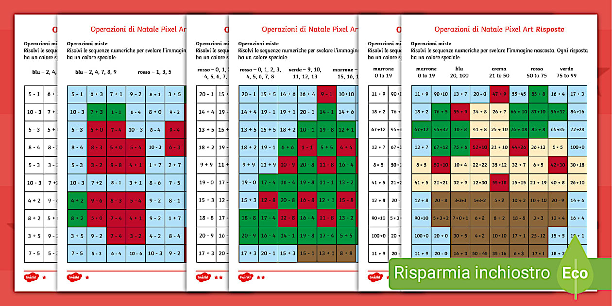 Operazioni di Natale | Pixel Art (teacher made) - Twinkl