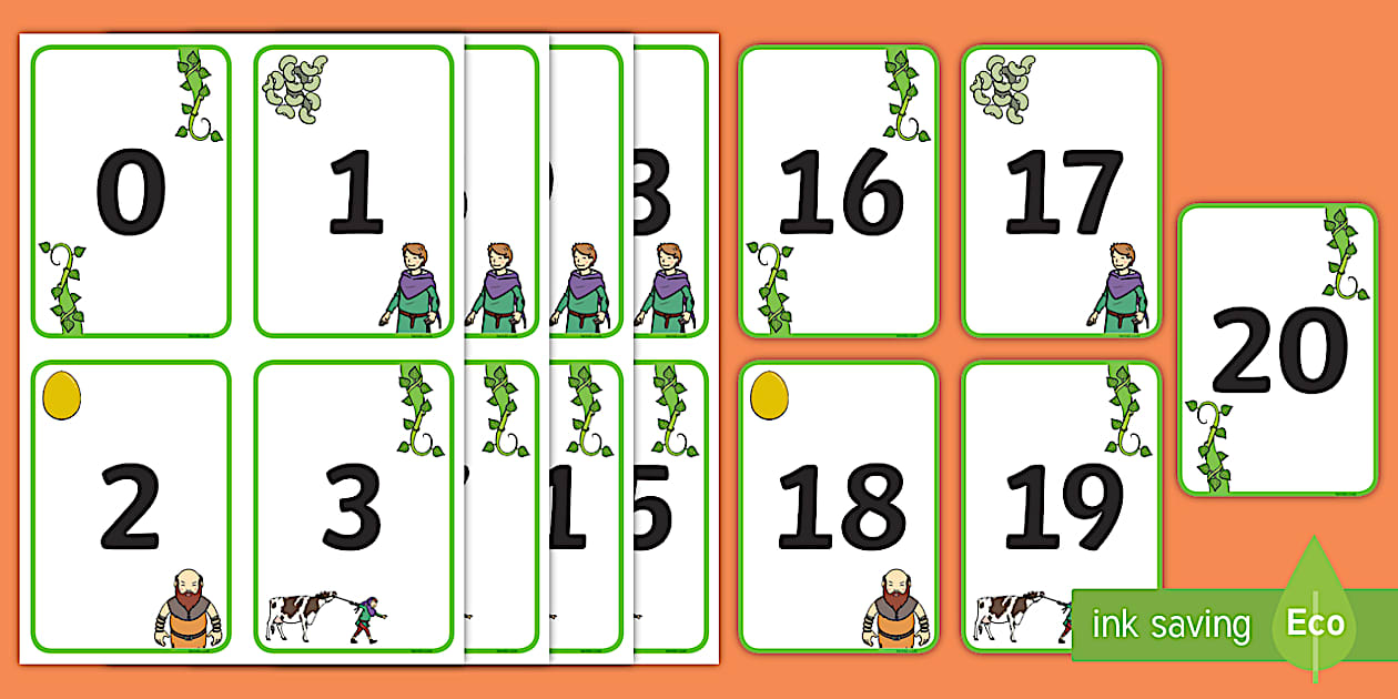 Jack and the Beanstalk 0 to 20 Number Cards - Twinkl