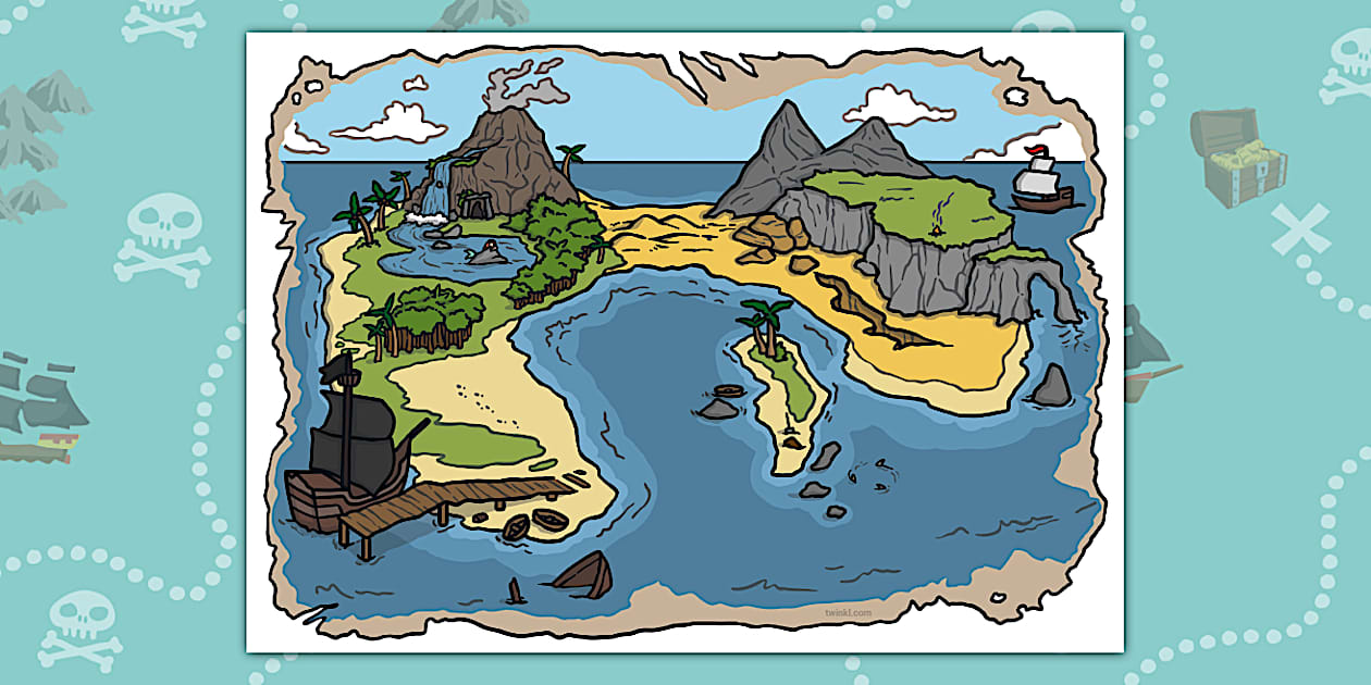 Treasure Island Map Poster (teacher made) - Twinkl