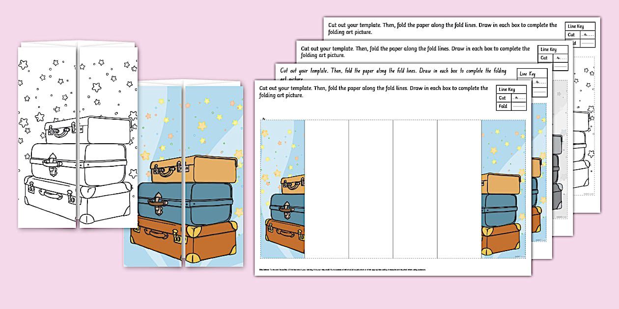 Suitcase Folding Art Template - Twinkl Arts - Twinkl
