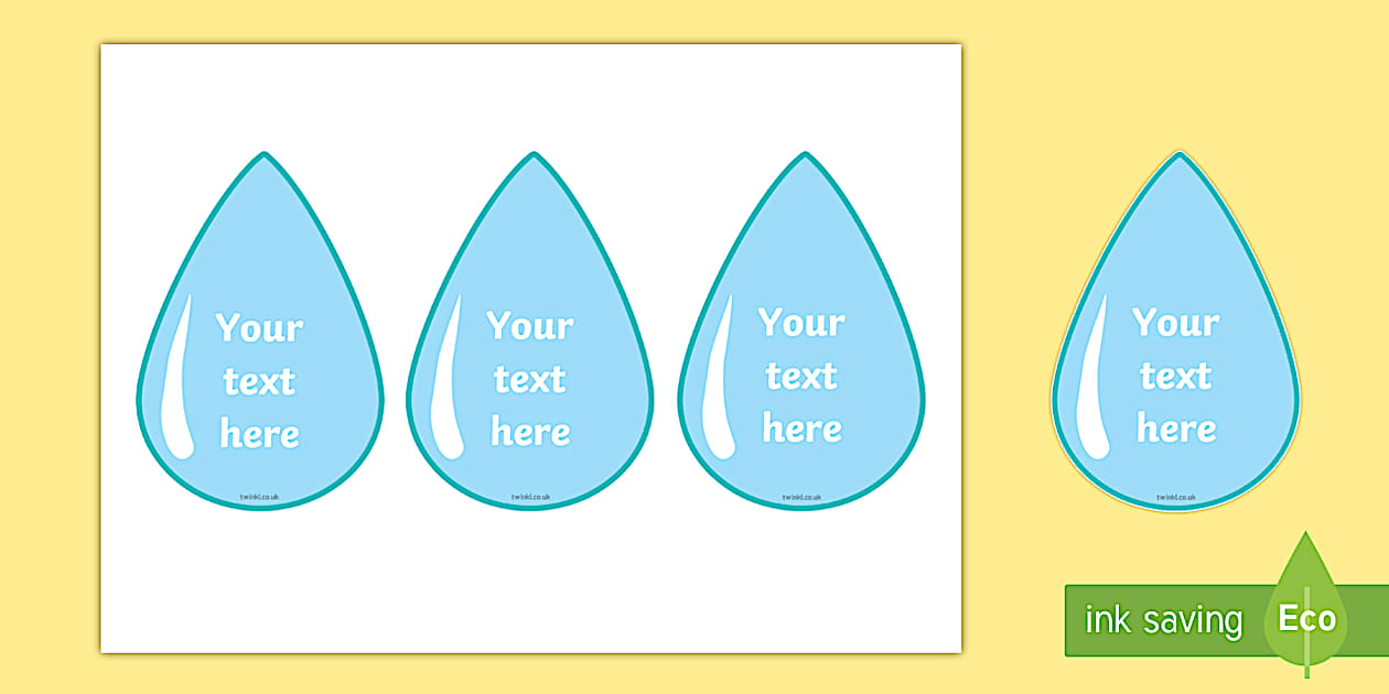👉 Editable Raindrop Template | Primary Display Resources