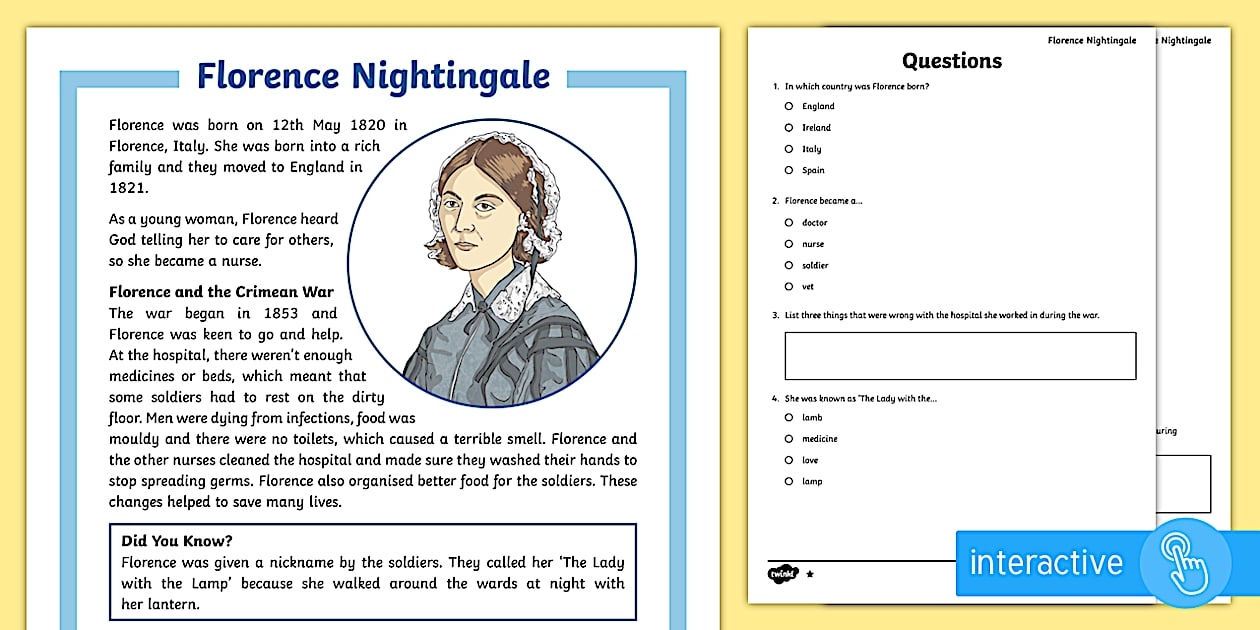 Florence Nightingale Differentiated Reading Comprehension