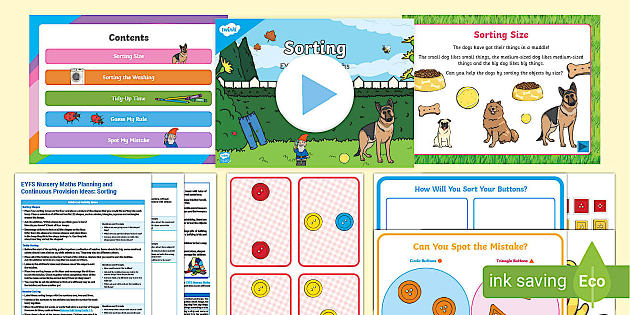 EYFS Nursery Maths Planning and Resource Pack: Sorting