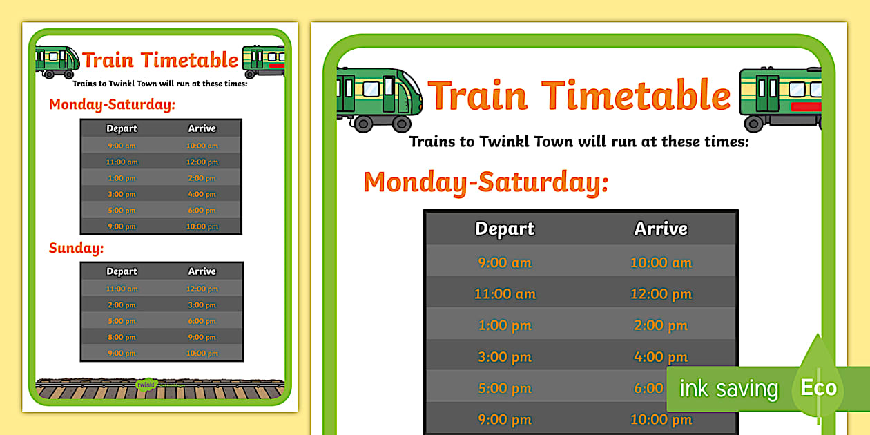Cursive Train Station Timetables (teacher made) - Twinkl