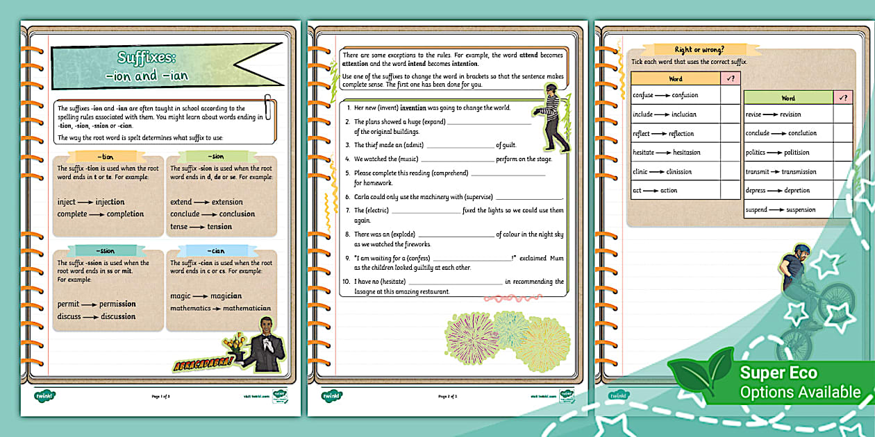 Suffixes: -ion and -ian (Ages 7 - 9)