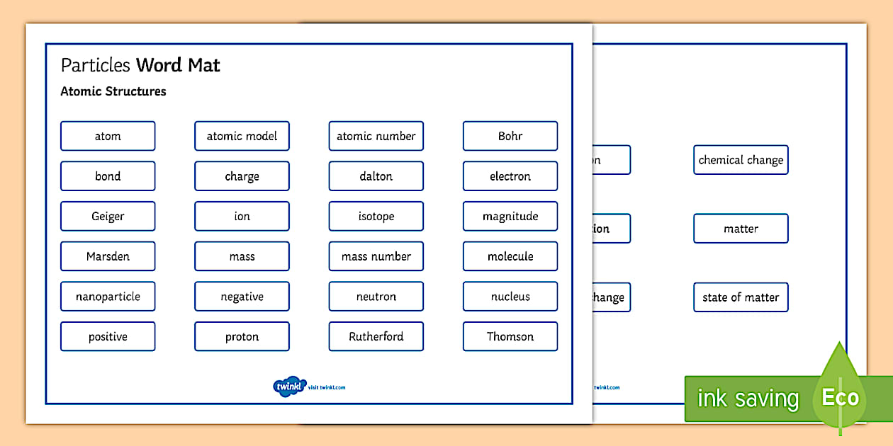OCR Gateway Chemistry Topic C1 Particles Word Mat - Twinkl