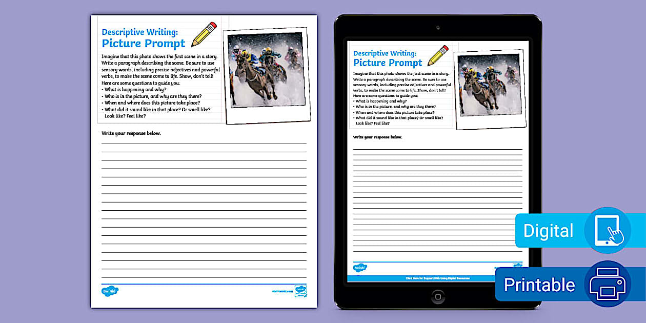 Seventh Grade Descriptive Writing Picture Prompt: Horse Race