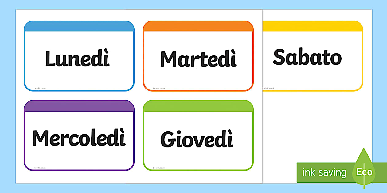 Giorni della Settimana Flashcards (teacher made) - Twinkl