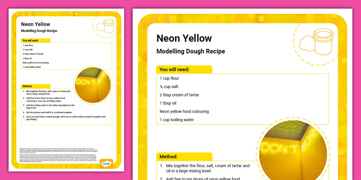 Neon Yellow Modelling Dough Recipe | Twinkl (teacher made)