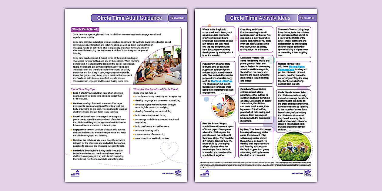 Toddler Room: Circle Time Adult Guidance and Ideas | Twinkl