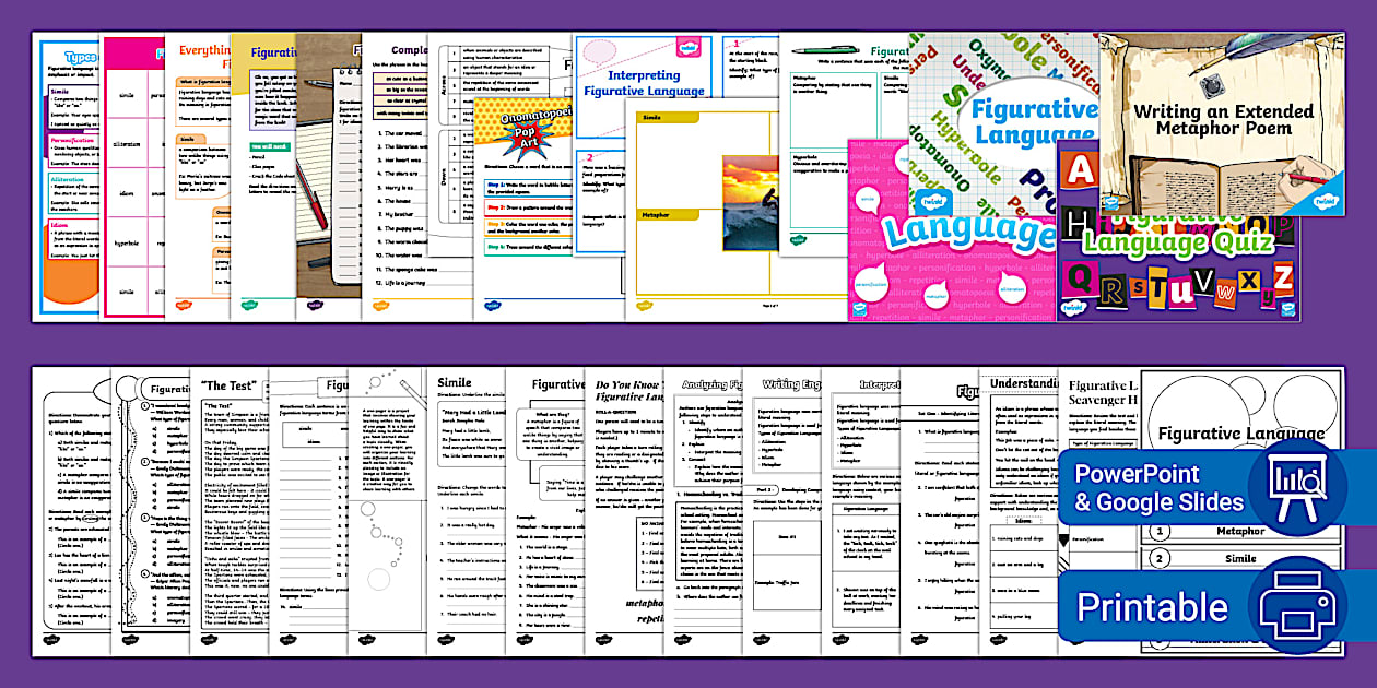 Figurative Language Activity Pack for 6th-8th Grade - Twinkl