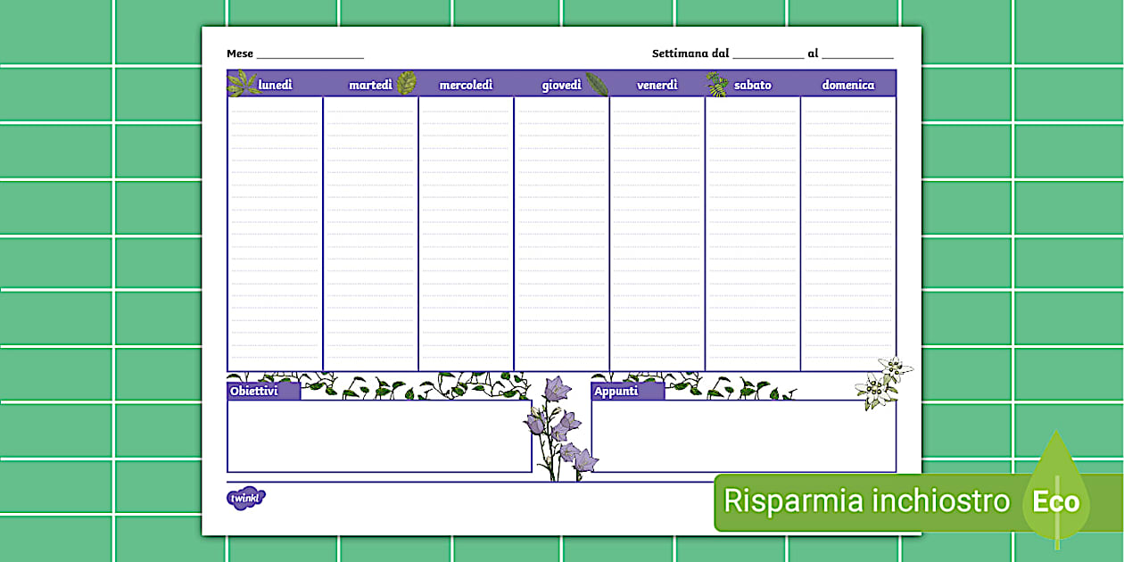 Planner Settimanale da Stampare | Twinkl