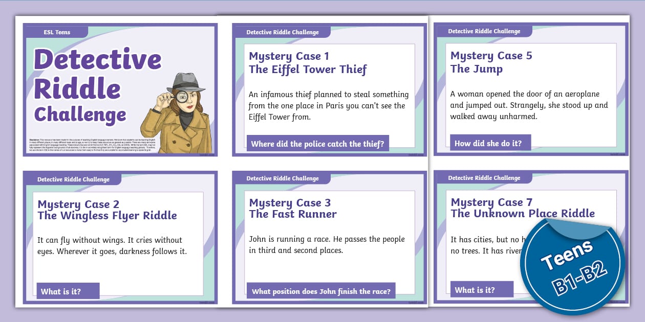 Detective Riddle Challenge Cards [Teens, B1-B2] - Twinkl