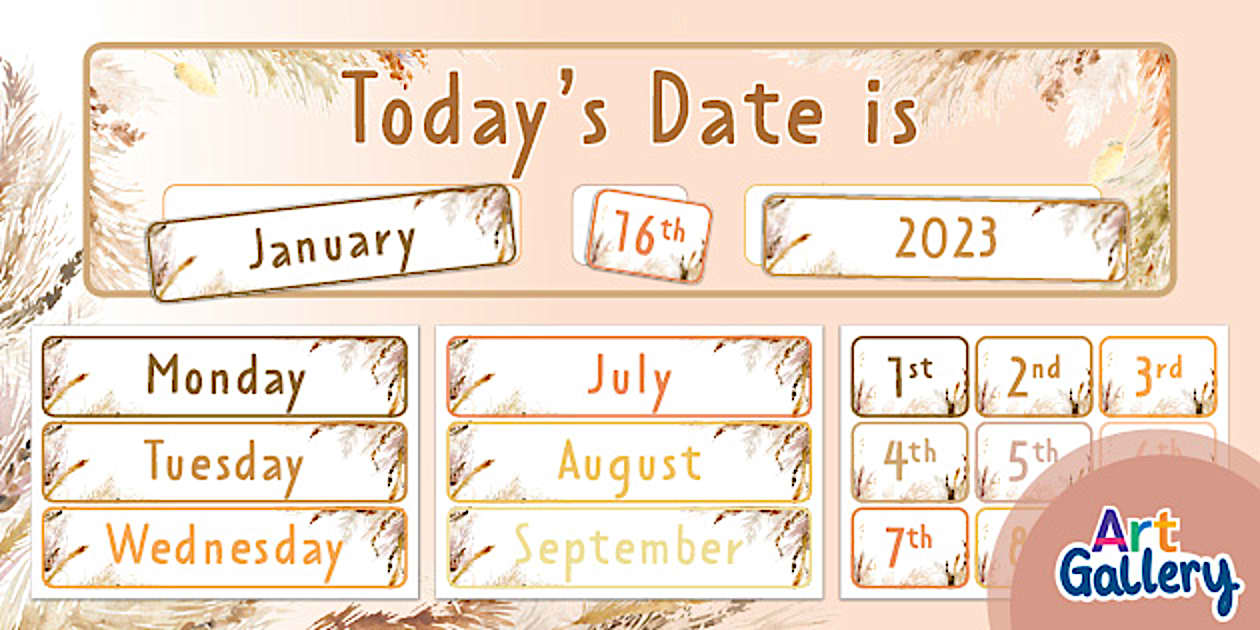 Boho Neutral Today's Date Display Pack | Twinkl Art Gallery