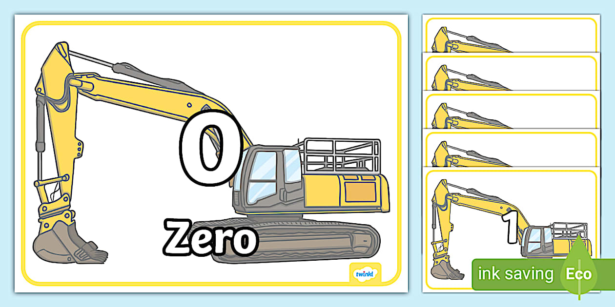 Construction-Themed Number Posters 0-20 - Twinkl - EYFS
