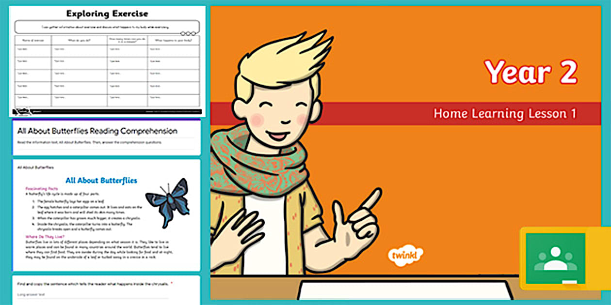Year 2 Google Classroom Home Learning Lesson Pack - Twinkl