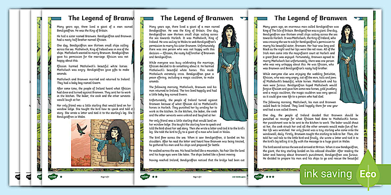 The Legend of Branwen Differentiated Comprehension - Twinkl