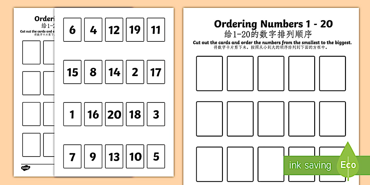 Ordering Numbers 1-20 Game English/Mandarin Chinese - Ordering Numbers ...