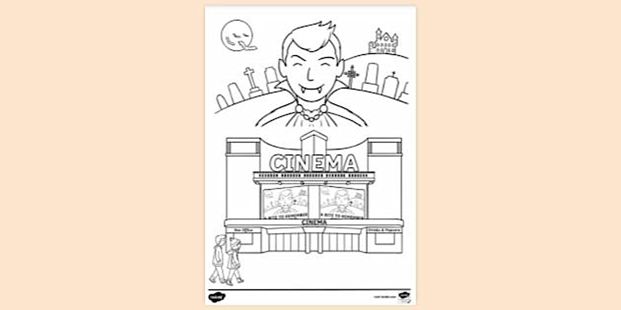 Horror Movie Colouring Page - Twinkl