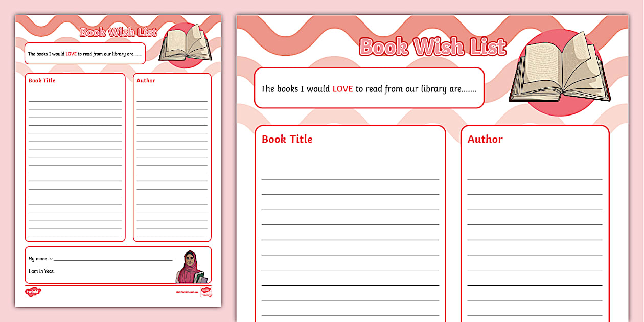 Book Wish List - School Library Resources - Twinkl