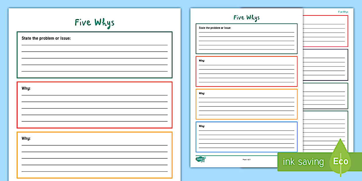 Five Whys Template Sheet (teacher made) - Twinkl