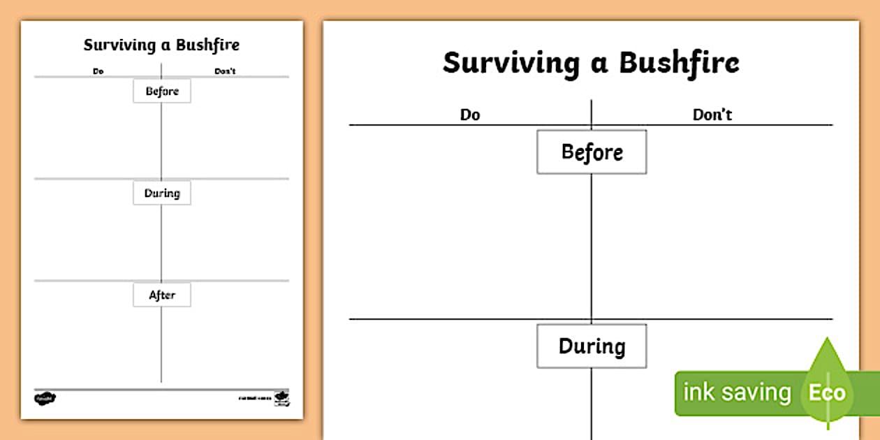 Surviving a Bushfire Worksheet / Worksheet (teacher made)