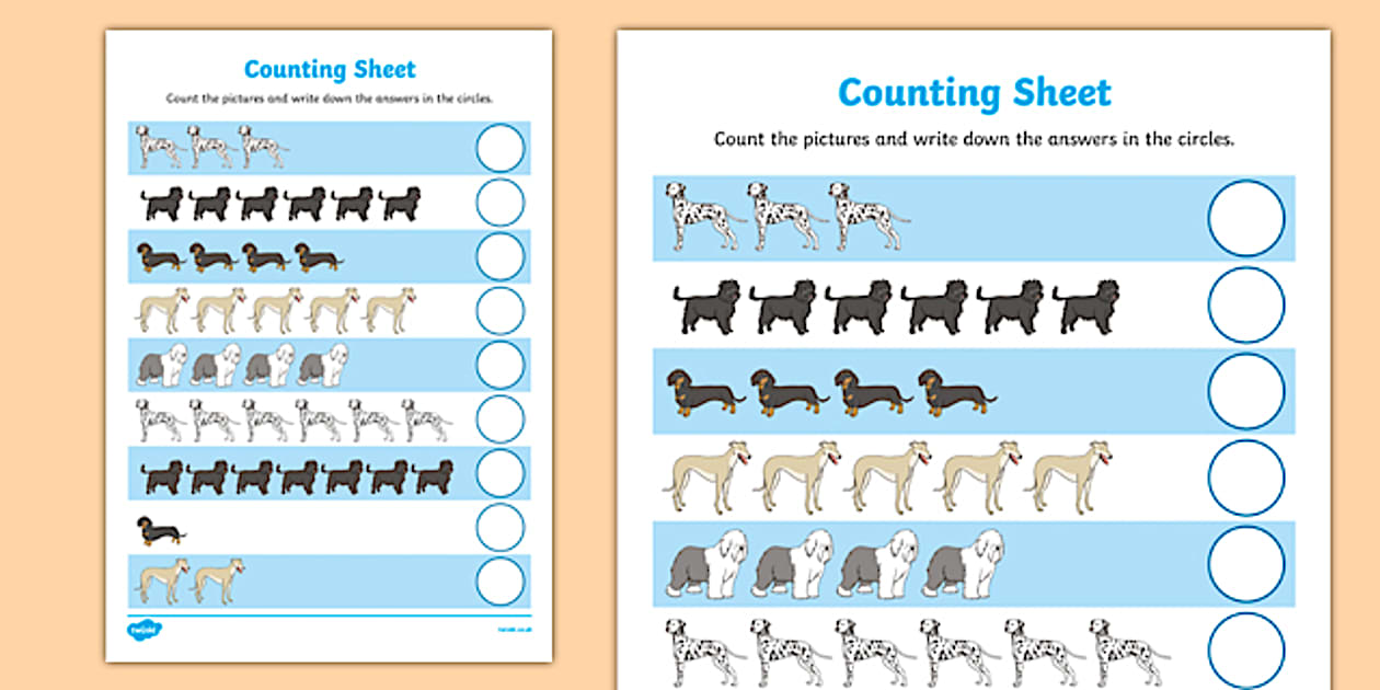 Dog Themed Counting Sheet (teacher made) - Twinkl