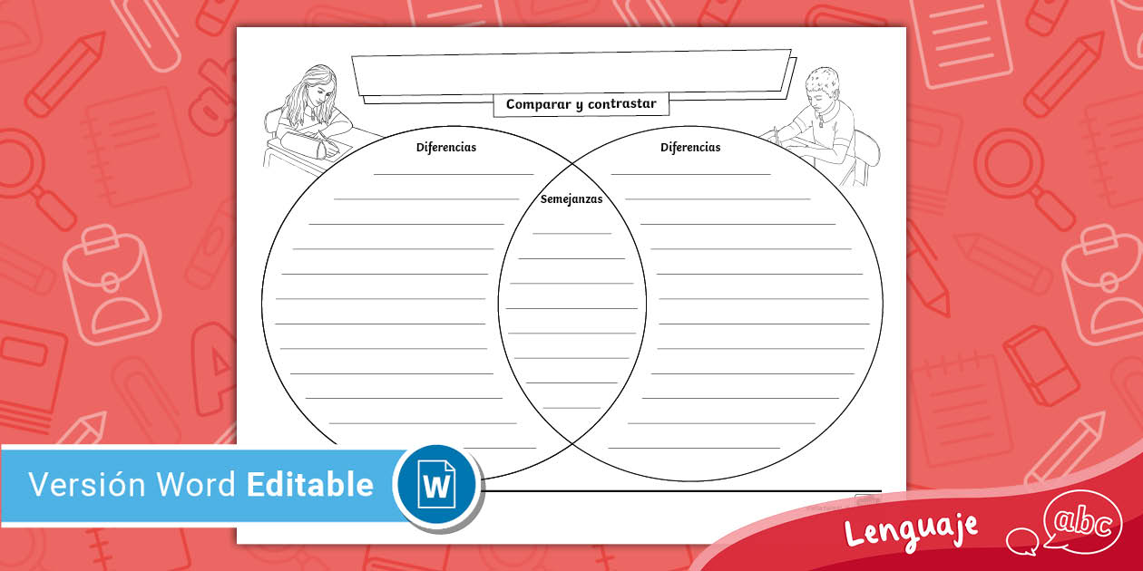 Plantilla | Diagrama de Venn | Comparar y Contrastar