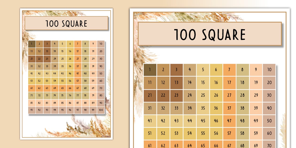 👉 Boho Themed 100 Square (teacher made) - Twinkl