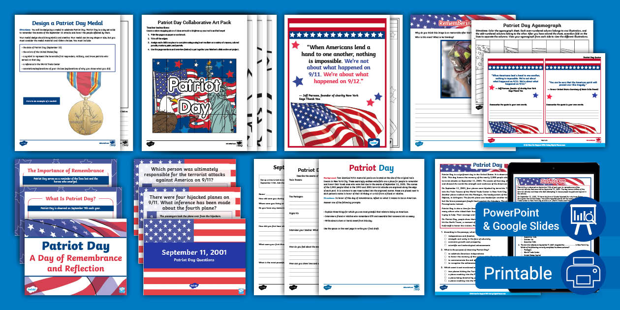 Patriot Day Activity Pack for 6th-8th Grade (Teacher-Made)