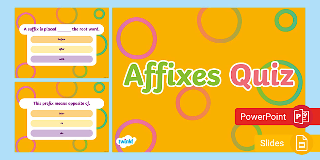 Affixes Quiz PowerPoint & Google Slides for 3rd-5th Grade