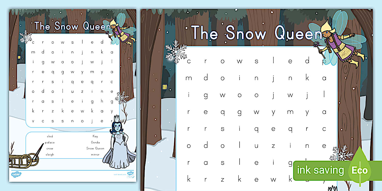 The Snow Queen Story Word Search (teacher made) - Twinkl