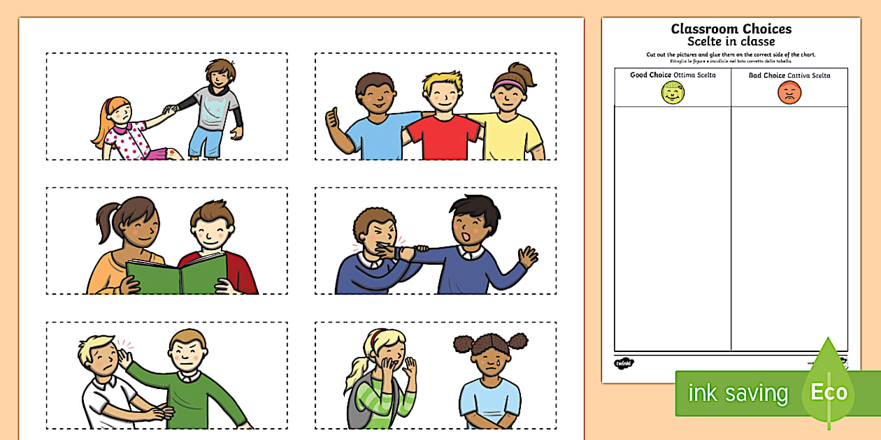 Classroom Choices Cutting Skills Worksheet / Worksheet English/Italian