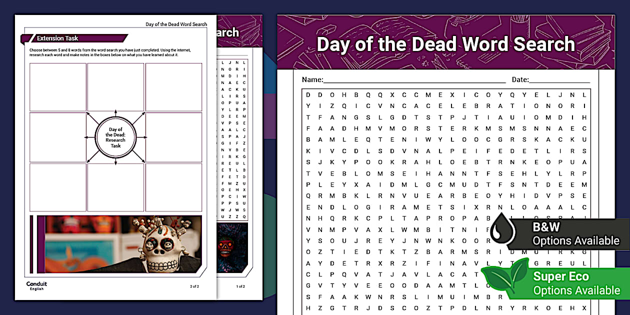 Spirited Celebrations: Day of the Dead Word Search - Twinkl
