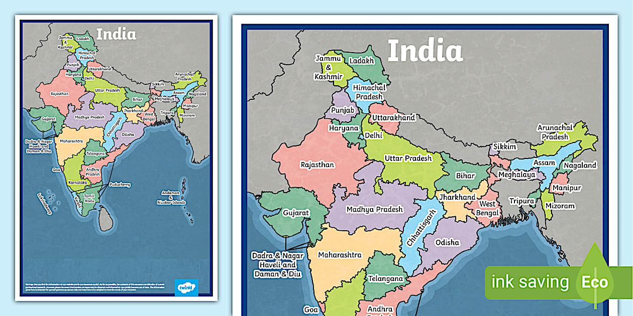 India Map (teacher made) - Twinkl