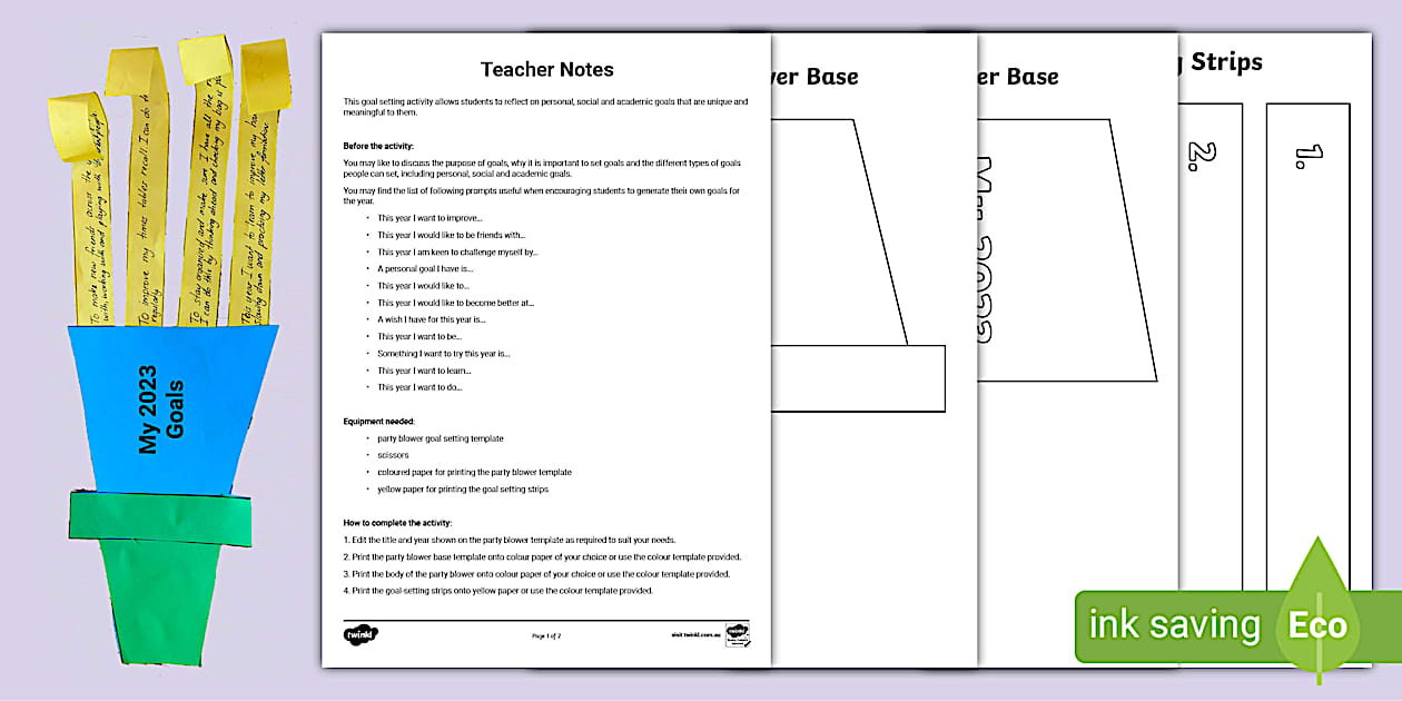 New Year, New Me Goal Setting Activity (teacher made)