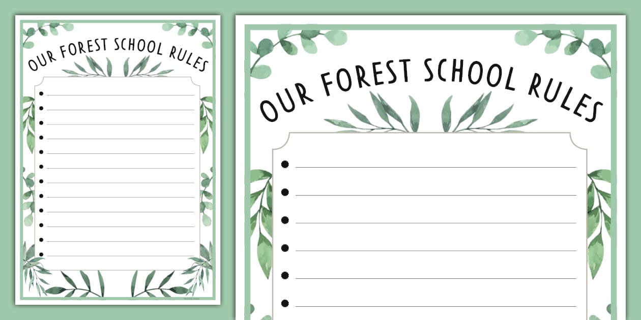 Muted Botanical Themed Our Forest School Rules Display Poster