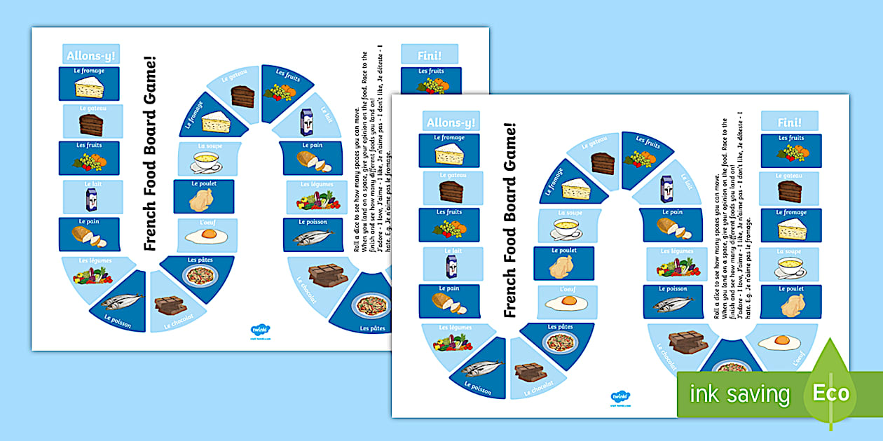 Food Board Game French (teacher made) - Twinkl