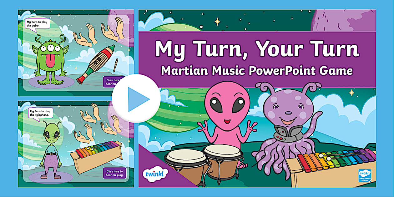 👉 My Turn, Your Turn Martian Music PowerPoint Game | Twinkl
