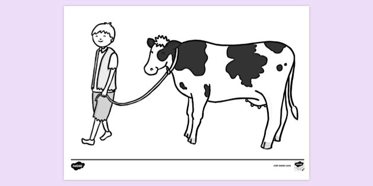 Jack and Cow Colouring Sheet - KS1 Resources (teacher made)