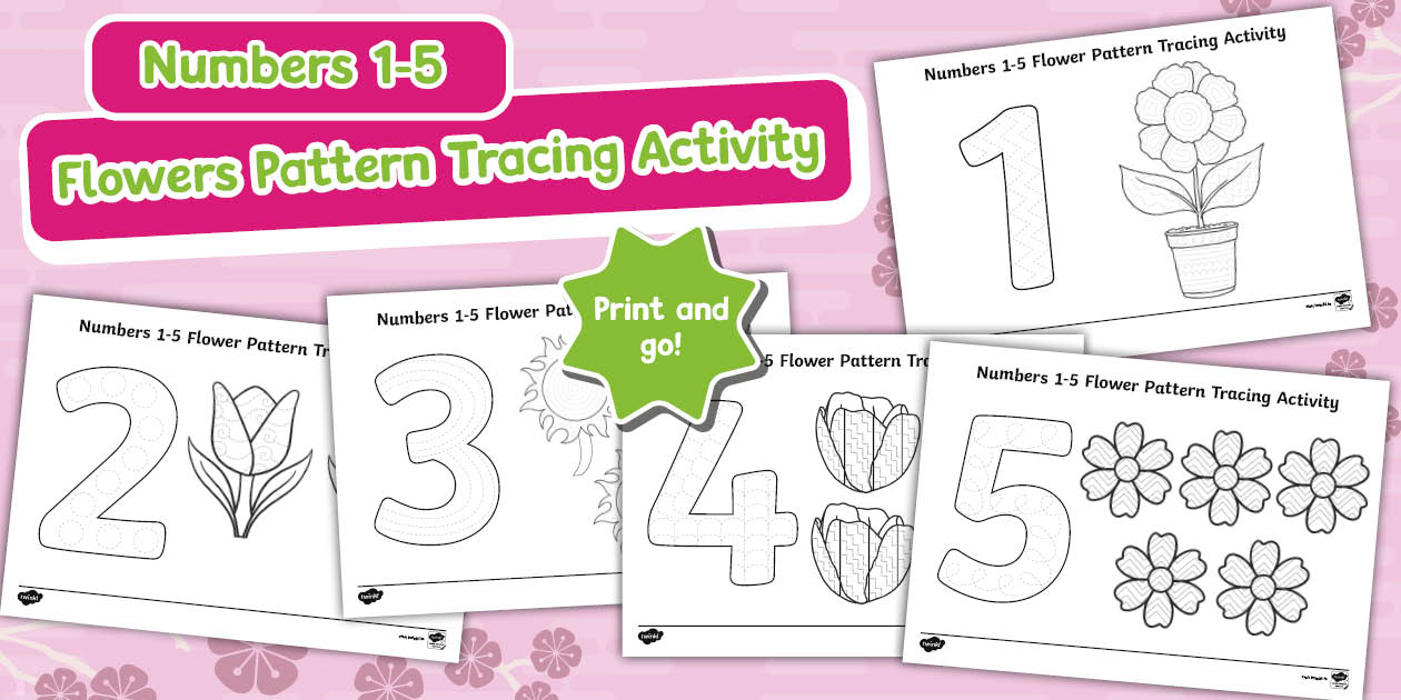 * NEW * Numbers 1-5 Flower Pattern Tracing Activity