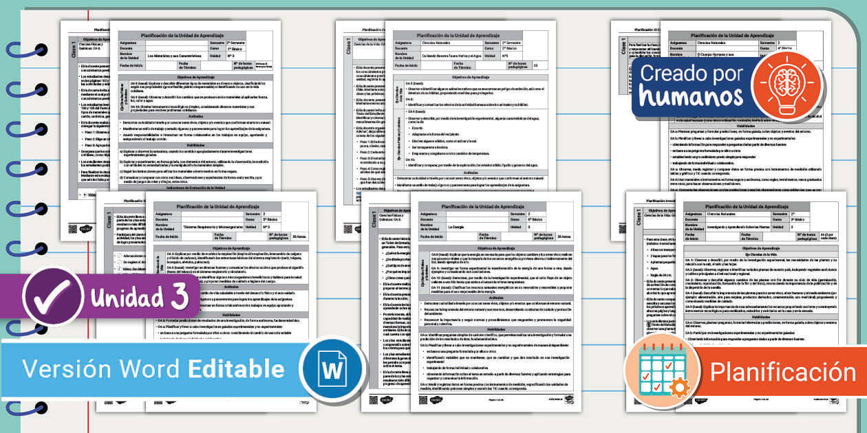 Pack | Planificaciones | Editables | Unidad 3 | Ciencias