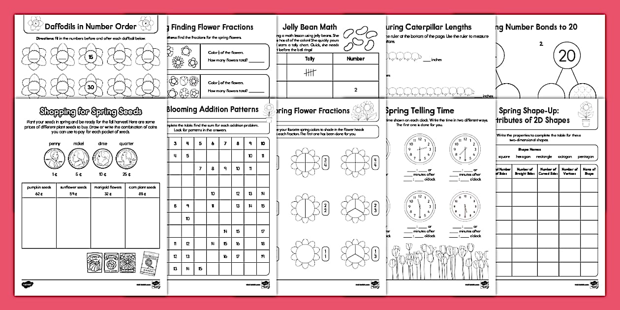 Second Grade Spring Math Activity Pack - Twinkl