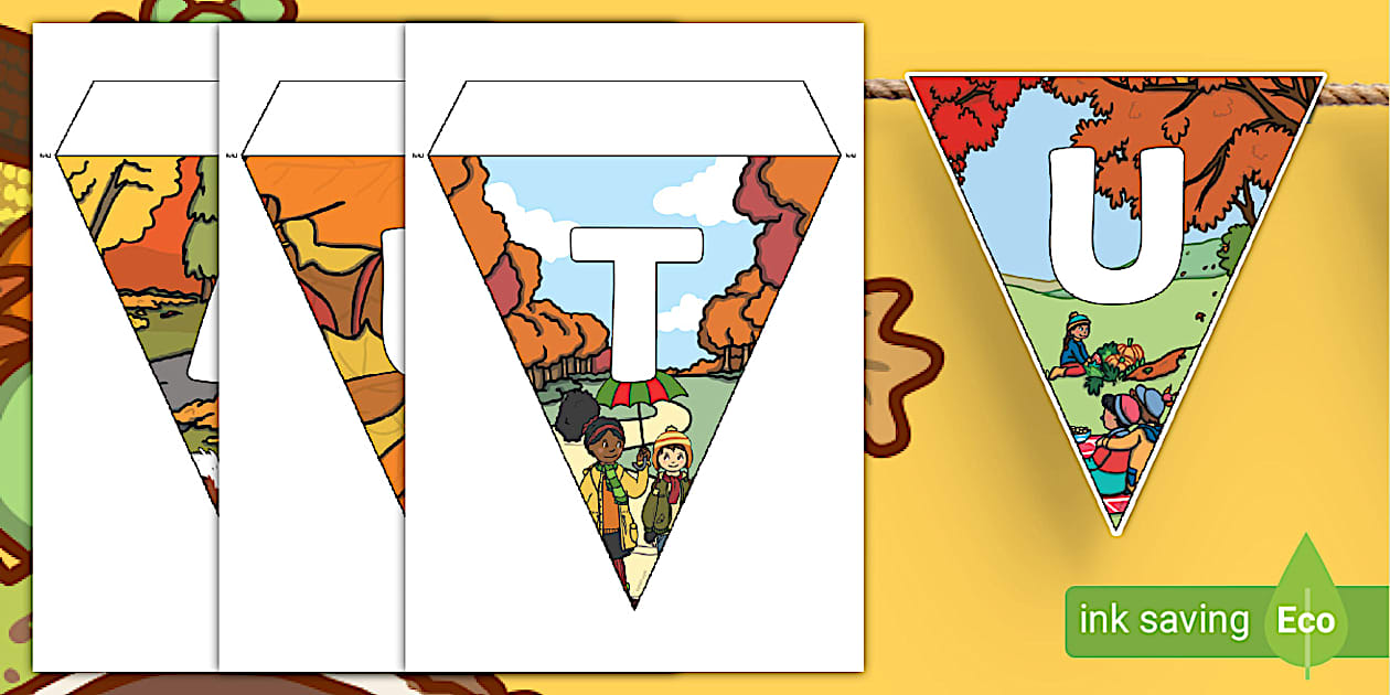 Autumn Display Lettering Bunting (teacher made) - Twinkl