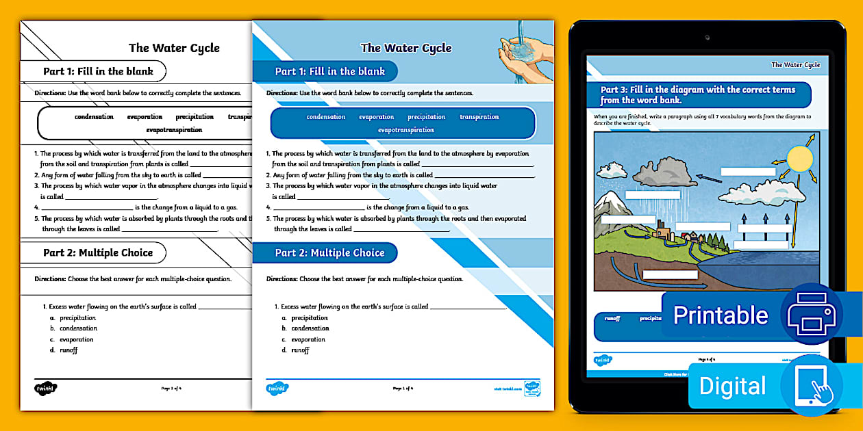 Eighth Grade The Water Cycle Assessment - Twinkl