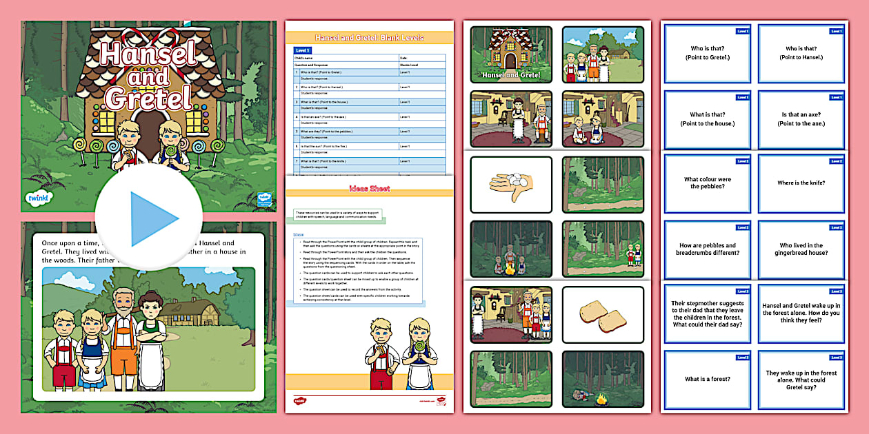 Hansel and Gretel with Blanks Levels Questions - Twinkl