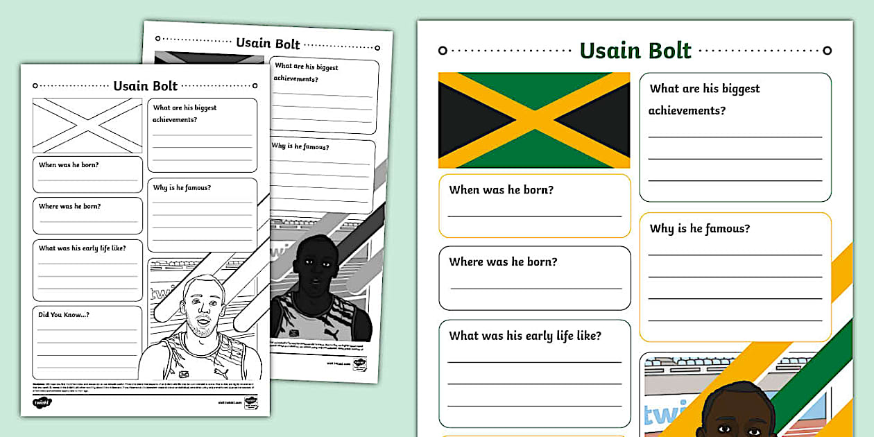 Usain Bolt Fact File Template - Twinkl