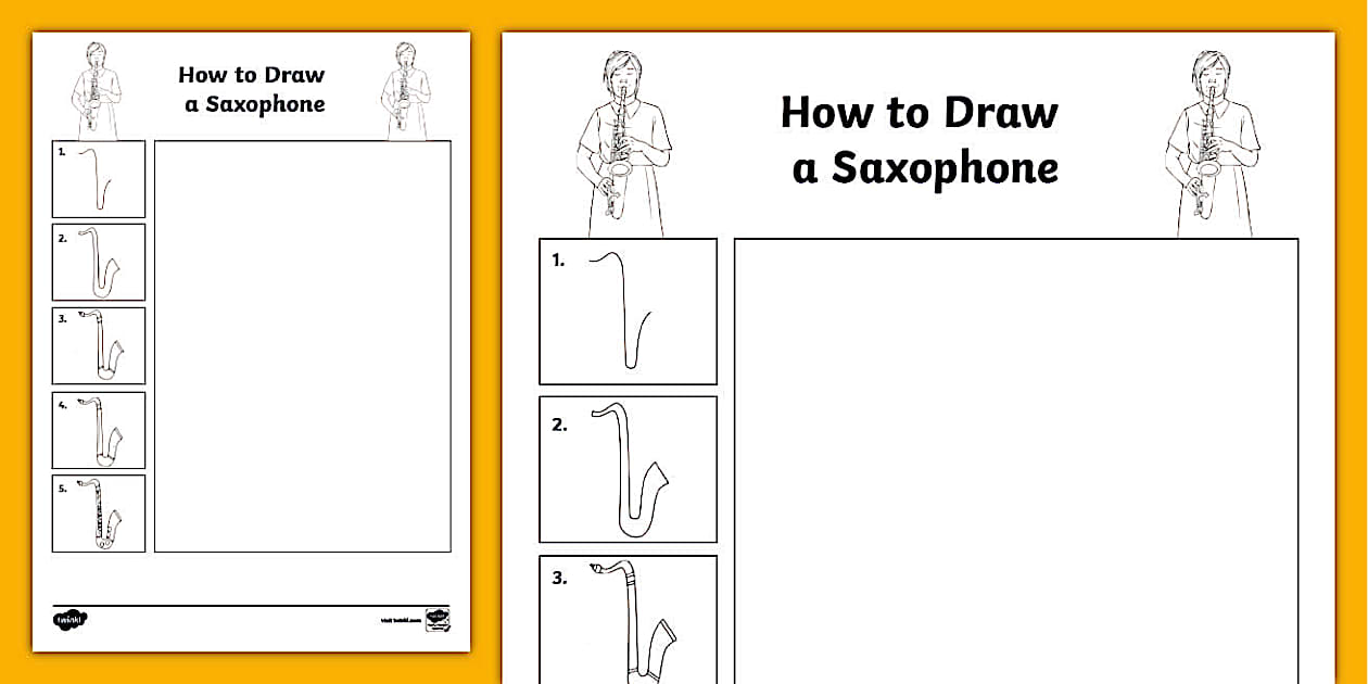 How to Draw a Saxophone Activity (Teacher-Made) - Twinkl